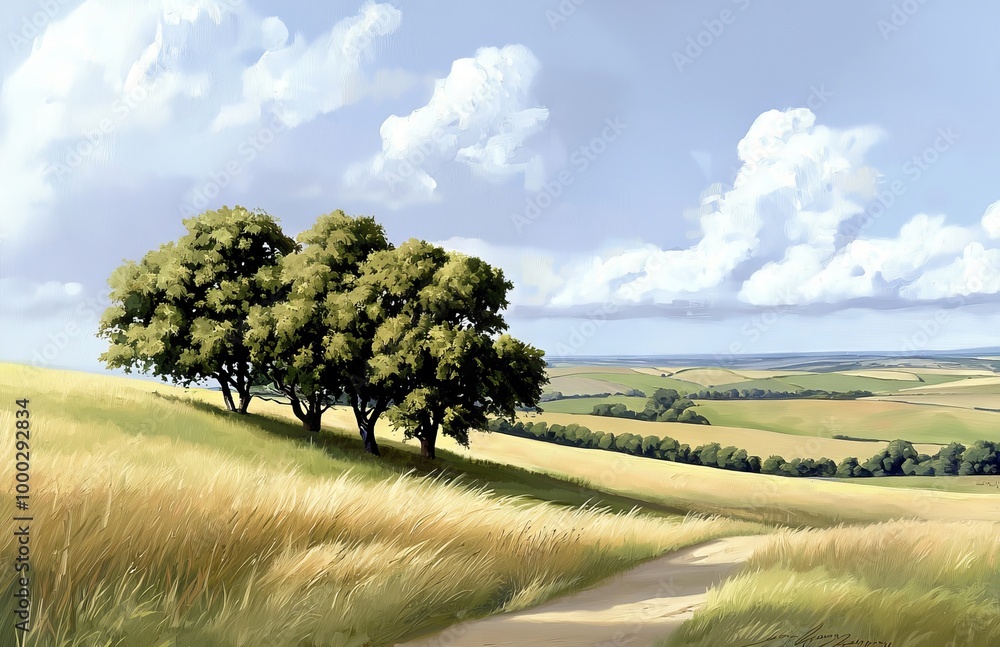 This background is made up of a hand drawn oil painting. On the canvas ...