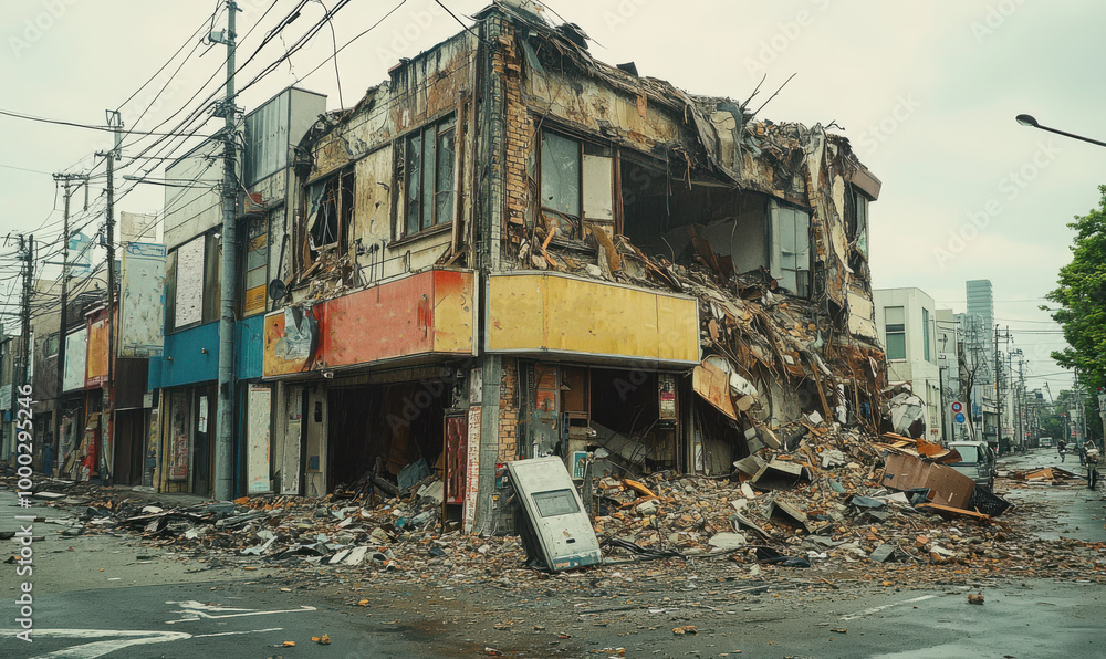 Collapsed building capturing urban decay and the aftermath of ...