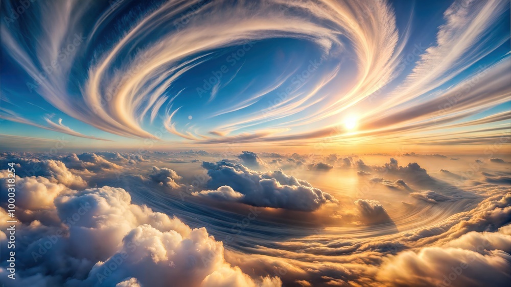 Fluffy Sun Lit Clouds in the Skyline: Majestic Cloud Formations and Scenic Sky Views for ...