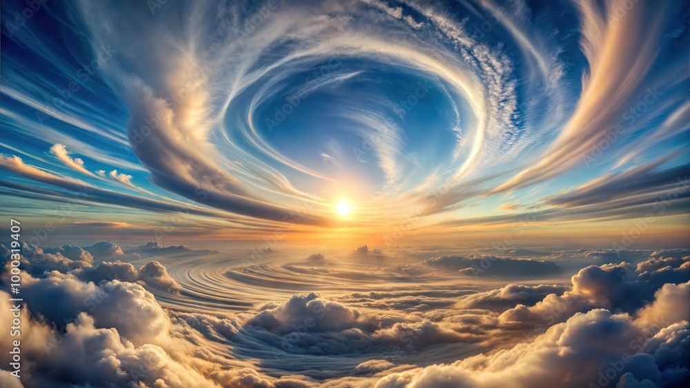 Fluffy Sun Lit Clouds in the Skyline: Majestic Cloud Formations and Scenic Sky Views for ...