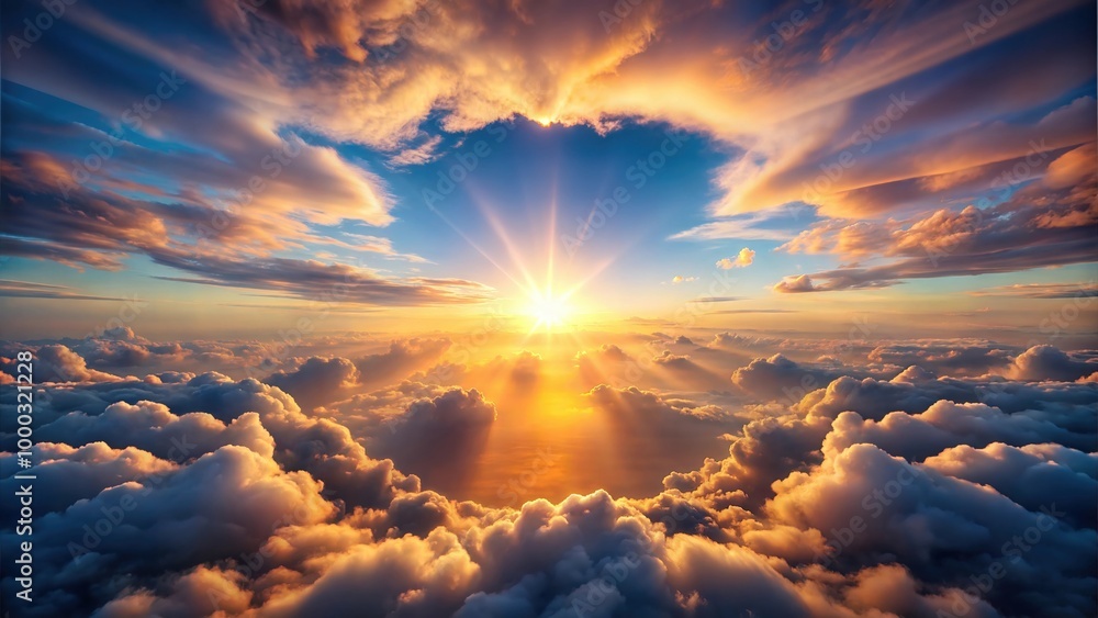 Fluffy Sun Lit Clouds in the Skyline: Majestic Cloud Formations and Scenic Sky Views for ...