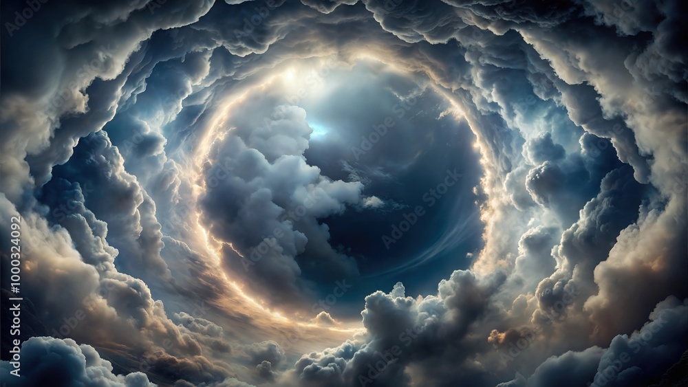 Fluffy Tunnel Storm Clouds in the Skyline: Majestic Cloud Formations and Scenic Sky Views for ...