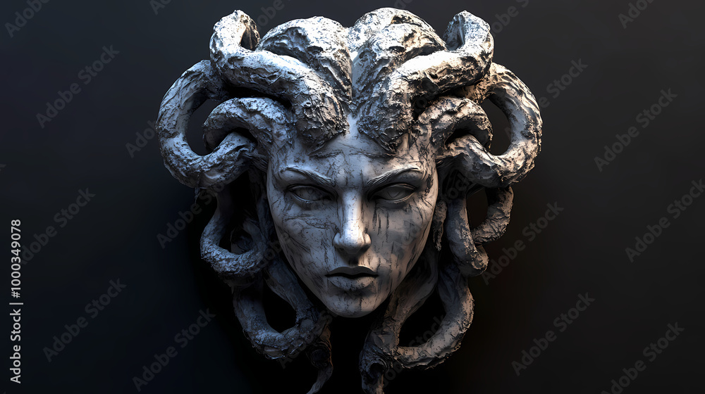 The classic depiction of the head of the gorgon medusa from ancient ...