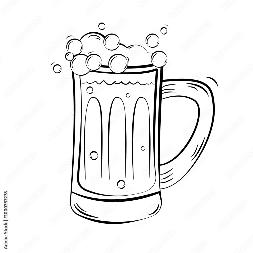 Simple Hand drawn line drawing mug glass pint of doodle beer outline ...