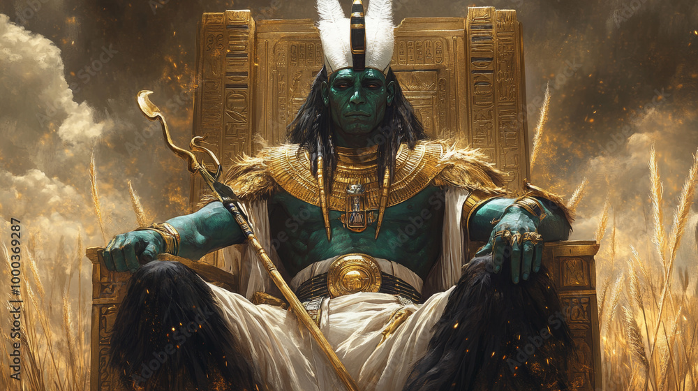 Foto de Osiris on his golden throne, ruler of the underworld in ancient ...