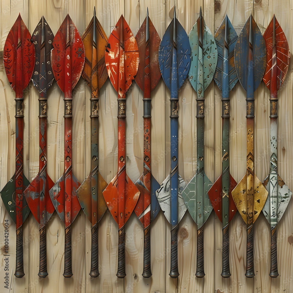 Vibrant collection of intricately designed arrows showcasing a spectrum ...