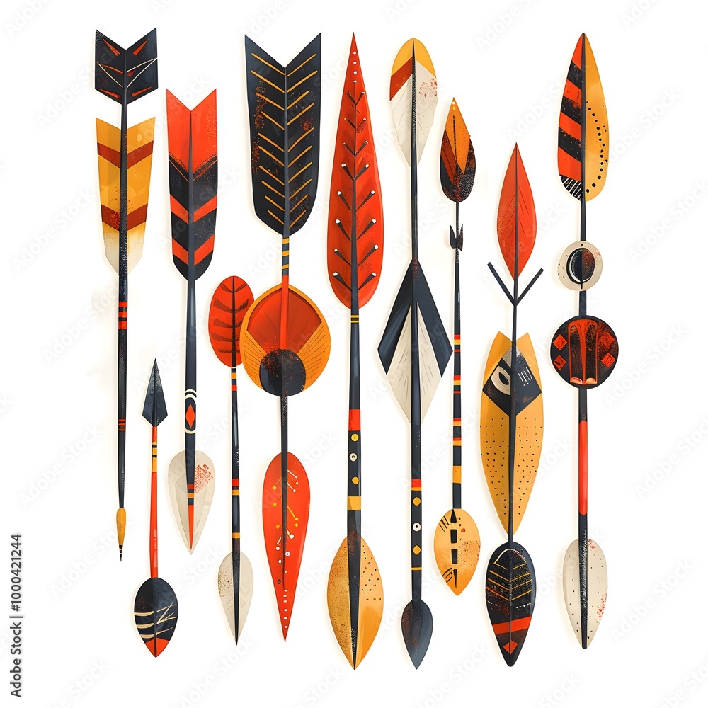 Vibrant collection of intricately designed arrows showcasing a spectrum ...