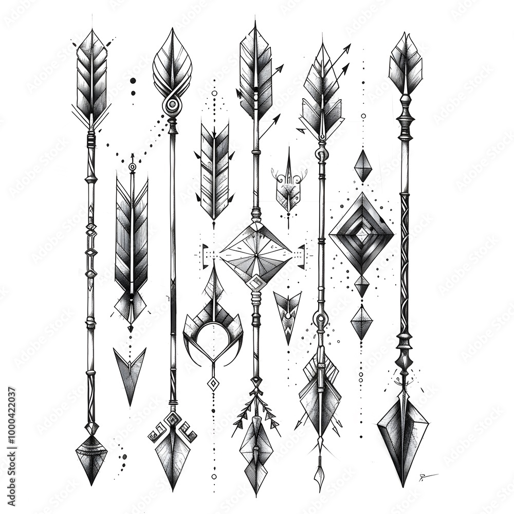 Vibrant collection of intricately designed arrows showcasing a spectrum ...