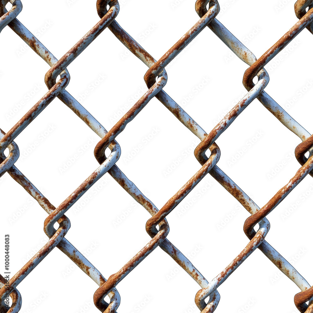Rusty chain-link fence on a transparent background. transparent ...