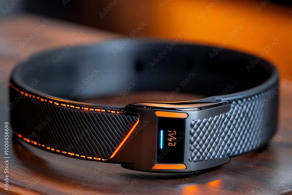 High-tech belt with a built-in fitness tracker, featuring sleek ...