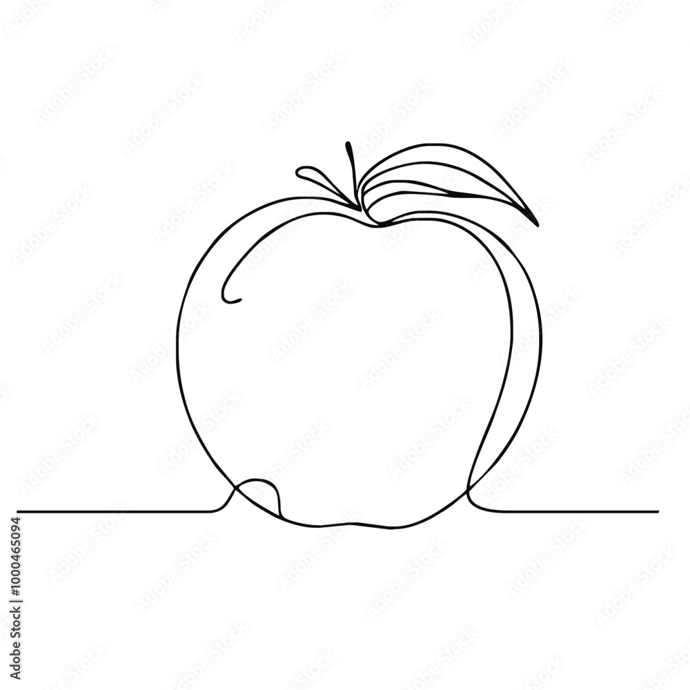 Peach. Icon. Vector drawing. One-line drawing. A simple drawing ...