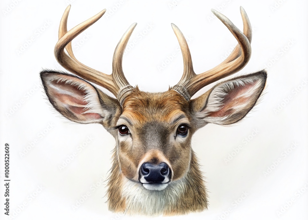 Step-by-step guide on how to draw a realistic deer head with detailed ...