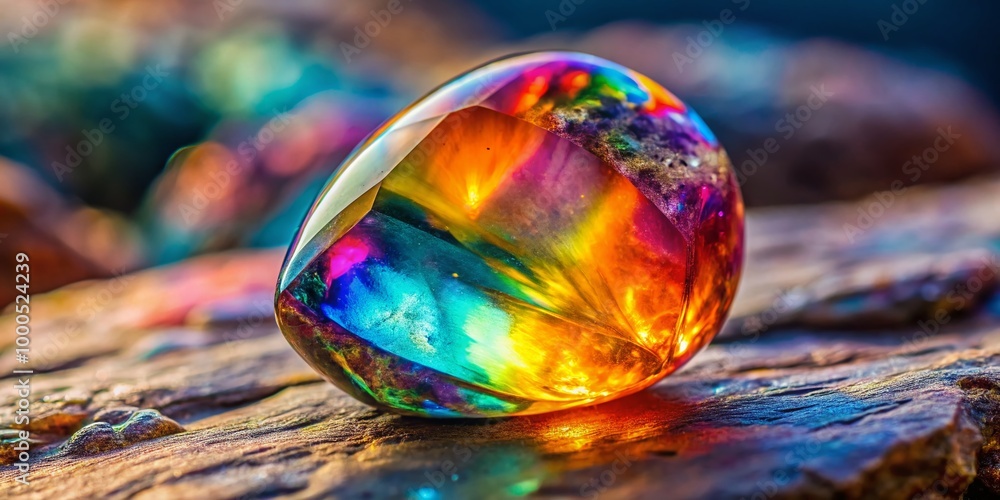 Stunning Apache Tears Crystal on Natural Stone Background with Unique ...