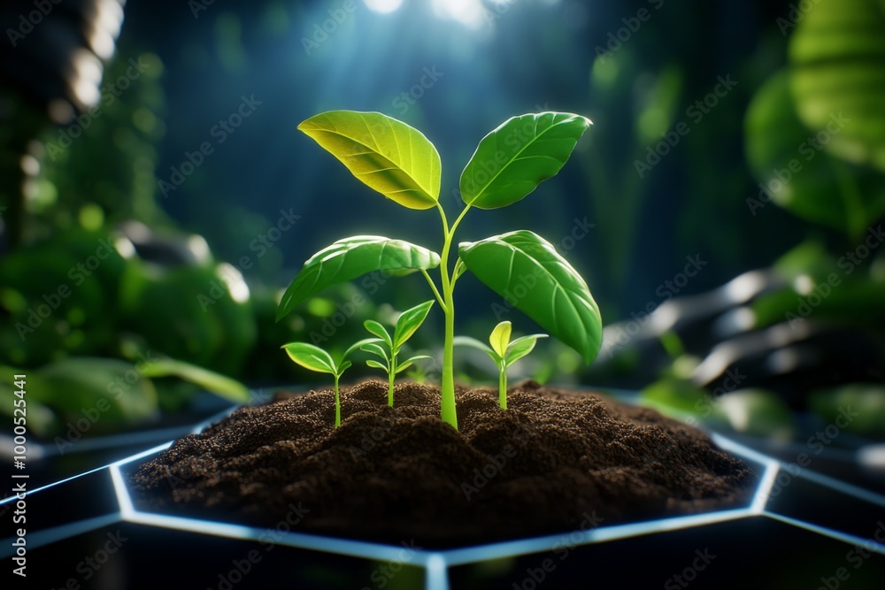 3D visualization of forest regeneration, where saplings grow in real ...