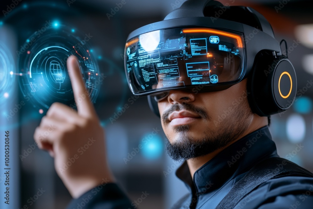 Futuristic law enforcement agents tracking dark web criminals ...