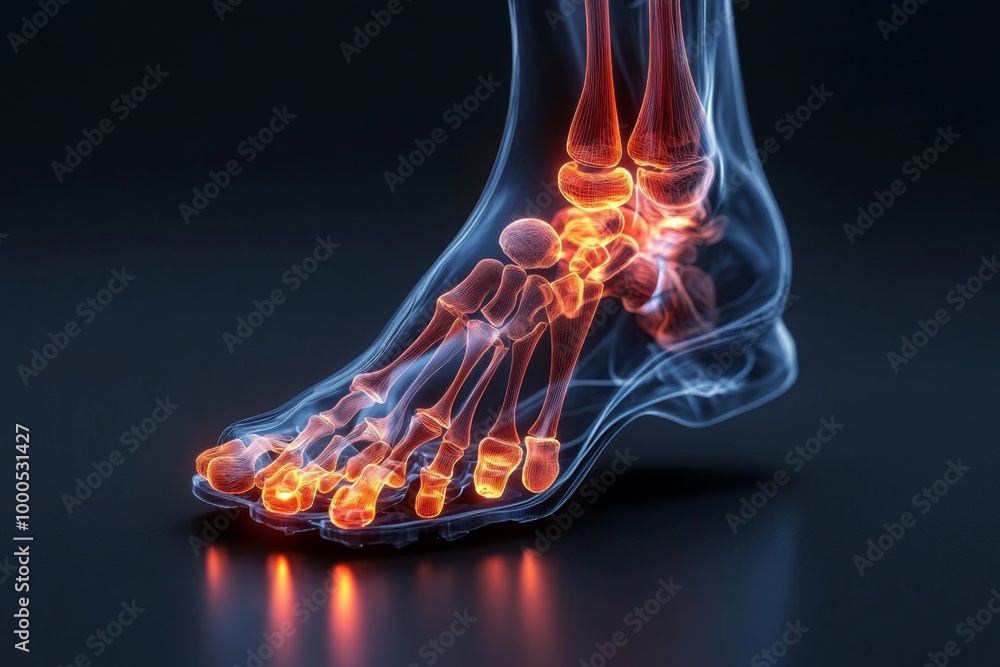 Hyper-realistic illustration of foot joints, showing the fine details ...