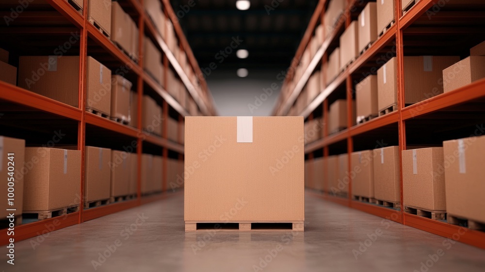 Warehouse Storage Large Cardboard Boxes on Pallets in a Distribution ...