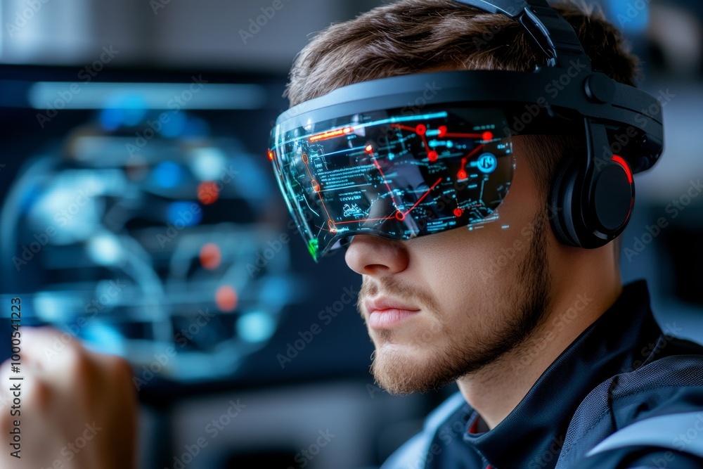 Futuristic law enforcement agents tracking dark web criminals ...