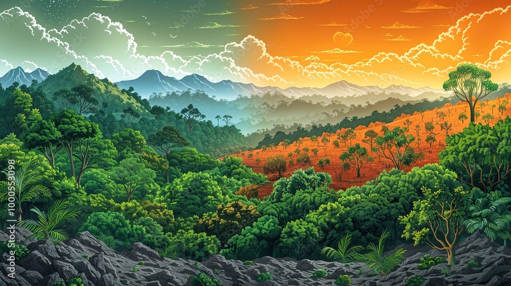 Visual representation of the effects of deforestation on biodiversity ...