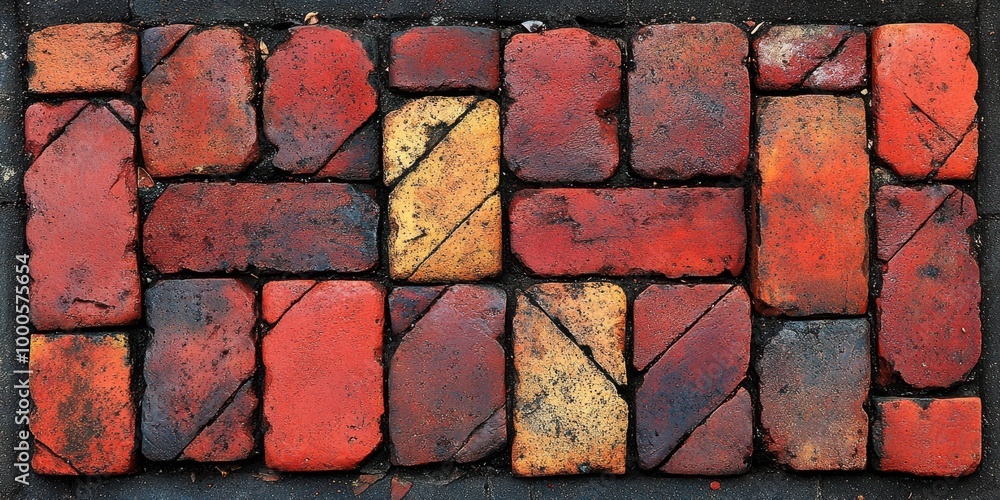 A weathered brick pathway reveals a rich history of foot traffic and ...