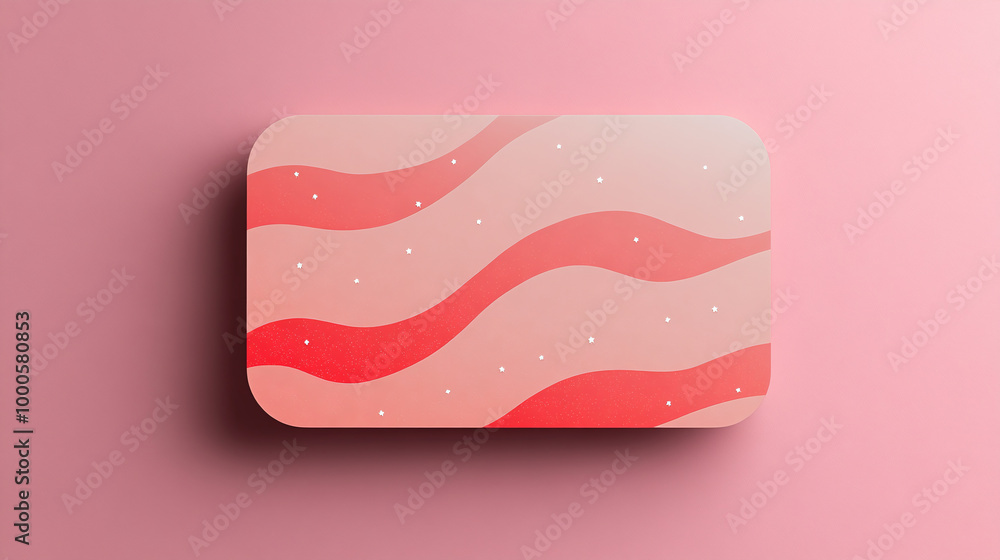 Peach Card with Red and Peach Wavy Bands and White Stars on Pink ...