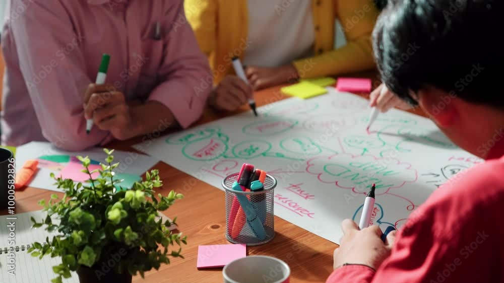 Group of people using mind map sharing marketing idea and brainstorm ...