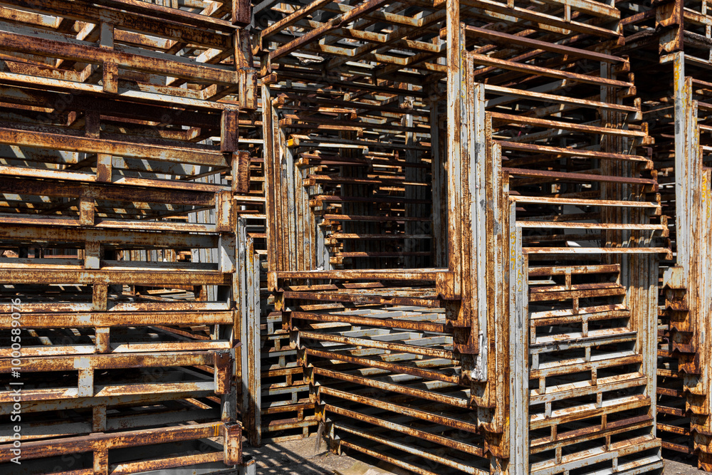 usted and crumbling steel frames in abandoned structures Stock Photo ...