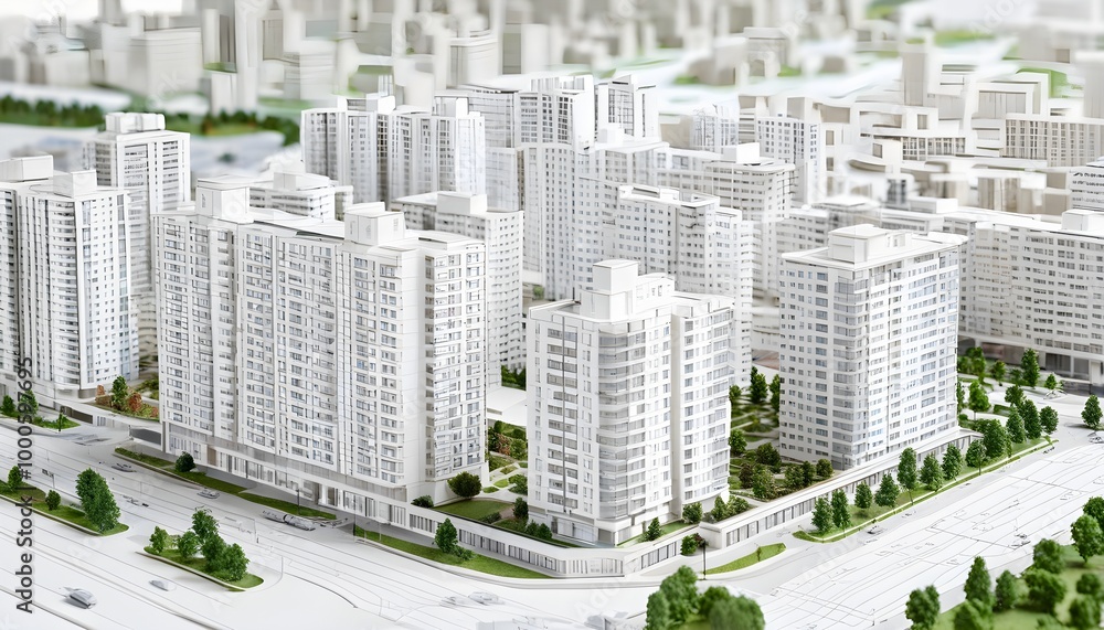Elegant scale model of a modern city featuring an array of white ...