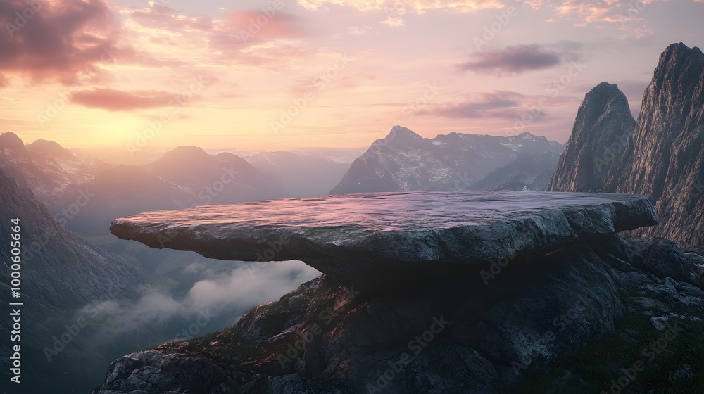 3. A stunning outdoor scene featuring a natural rock table top ...