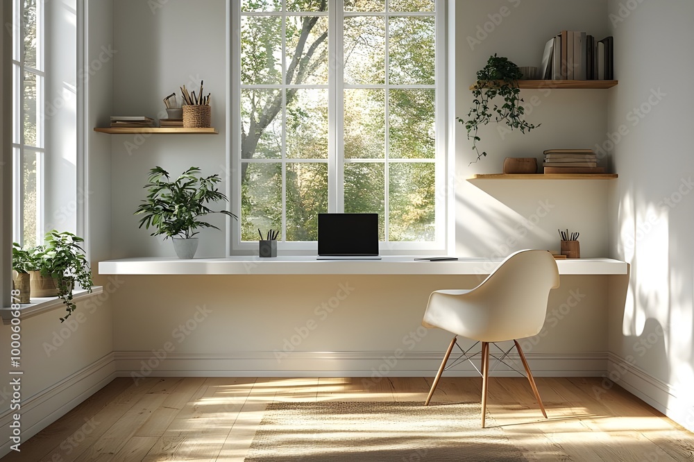 interior architectural design, home office for modern minimalistic ...