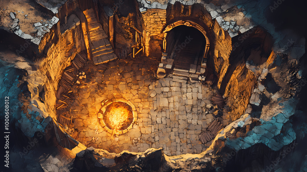 Ilustracja Stock: Dnd battlemap dwarven, mine, battlemap, entrance ...