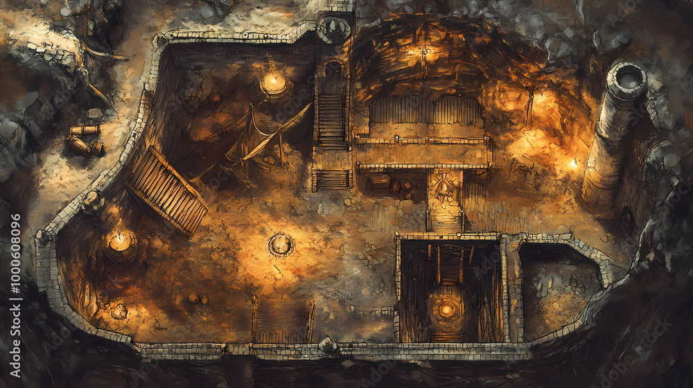 Dnd battlemap dwarven, mine, battlemap, entrance, underground, map ...