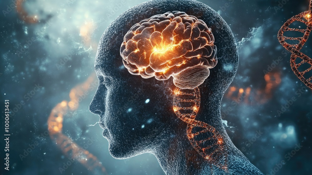 High-res image of a person with an open brain revealing visible DNA ...