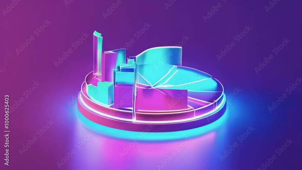 A vibrant 3D representation of a pie chart and bar graph, illustrating ...