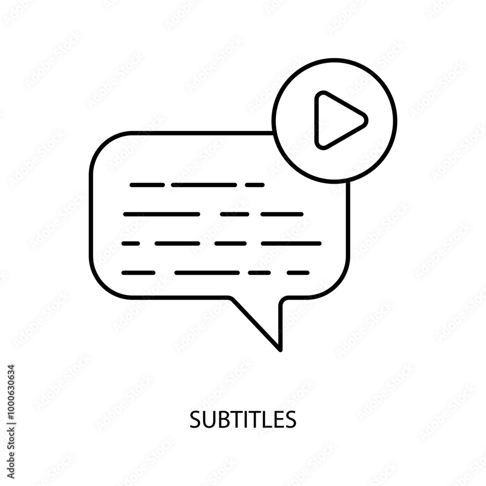 subtitles concept line icon. Simple element illustration. subtitles concept outline symbol ...
