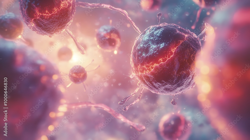 Cells and medical elements, showing cell structures suspended and ...