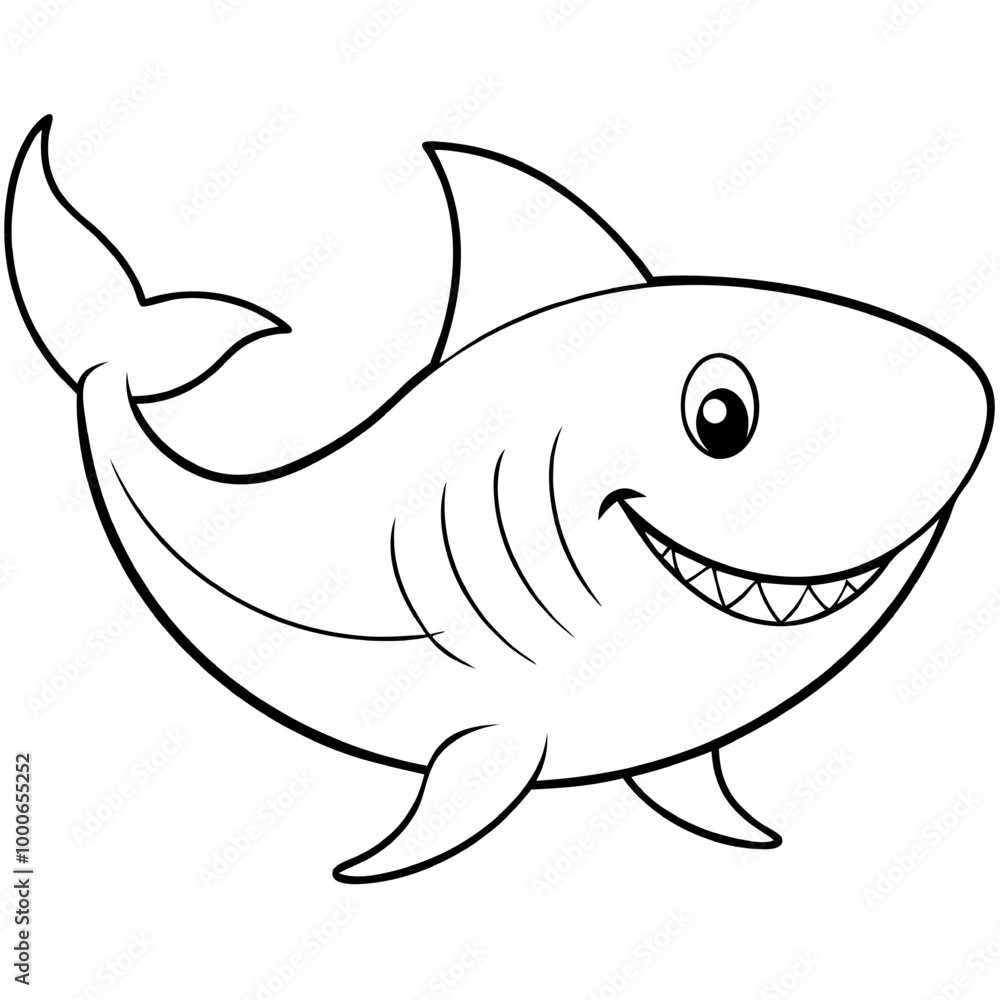 Smiling Shark Cartoon: This cute and friendly shark, with a big grin ...