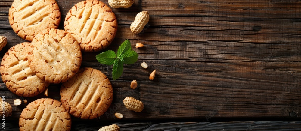 Homemade Shortbread Cookies With Peanuts On A Wooden Background Peanut ...