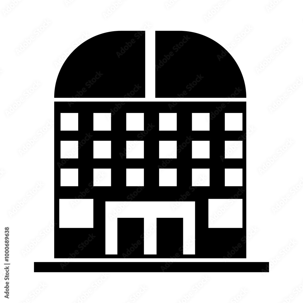 Building icon with multiple windows, simple and minimalistic, black and ...