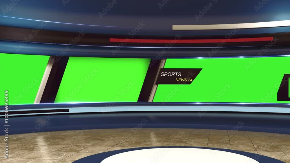 Vidéo Stock 3d TV broadcast news virtual studio set green screen ...