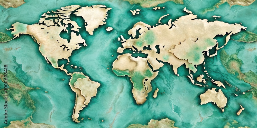 Realistic world map in jade marble style without boundaries, world, map ...