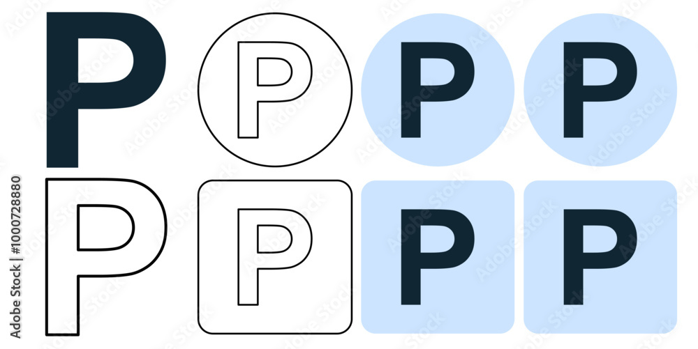 parking area zone place symbol or Phosphorus, phonographic, English ...