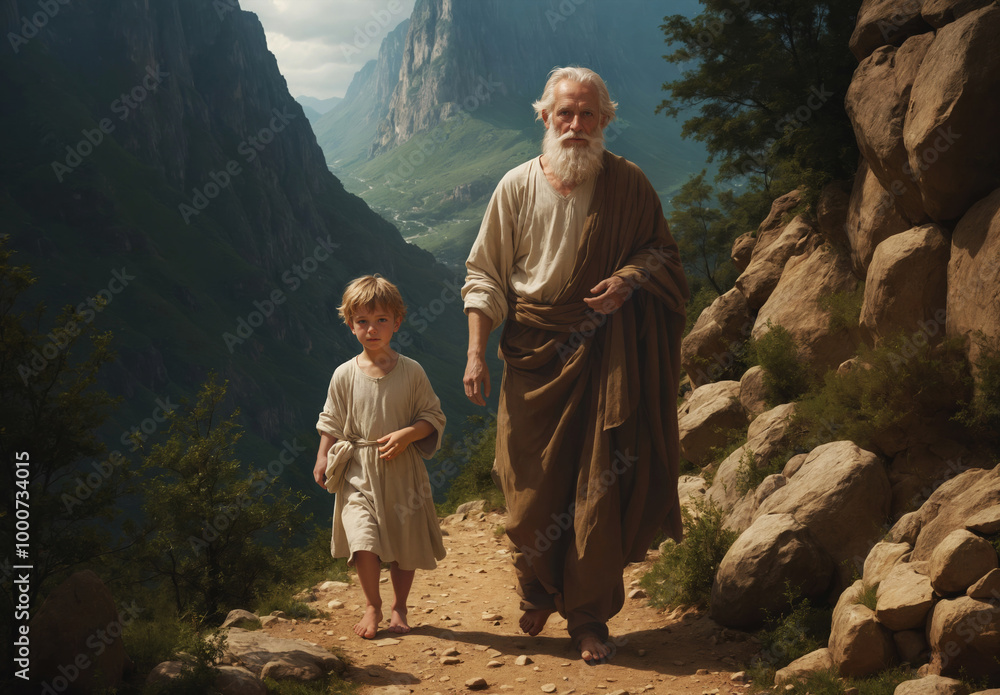 Patriarch Abraham and his son Isaac. Old Testament. Biblical story ...
