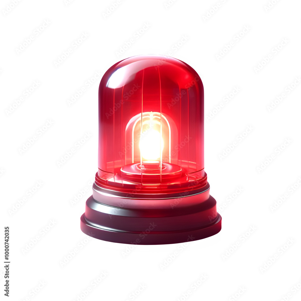 Red siren light, emergency light isolated on transparent background ...