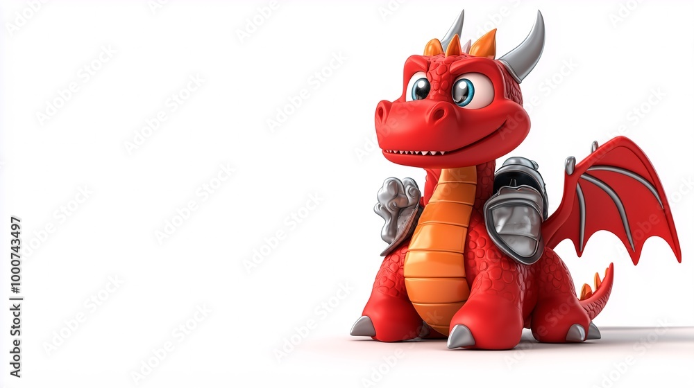 Cartoon Knight Riding Dragon in Epic Battle Scene with white background ...