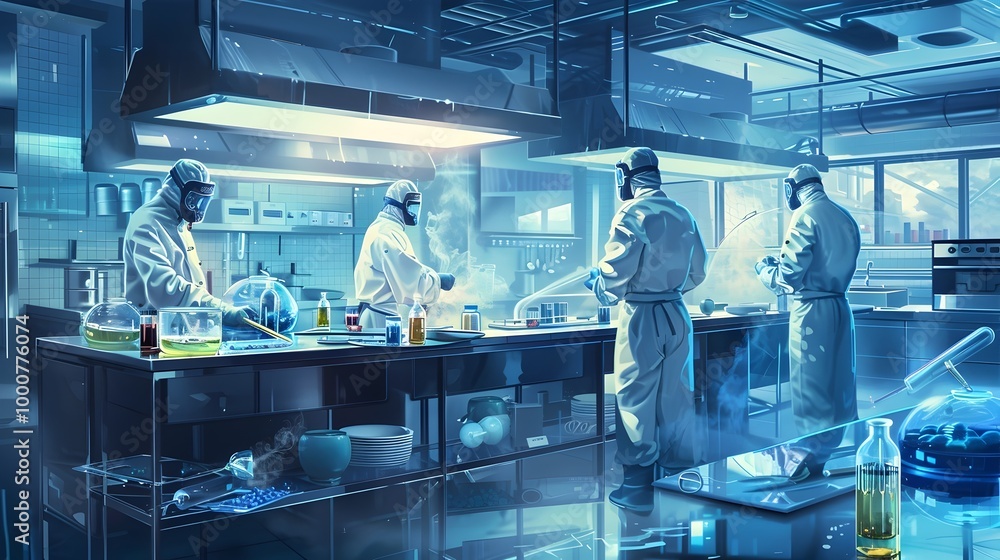Food Science Lab Kitchen with Chefs Applying Advanced Techniques to ...
