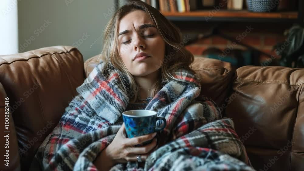 Inflamed discomfort: visual portrayal of sore throat caused by cold ...