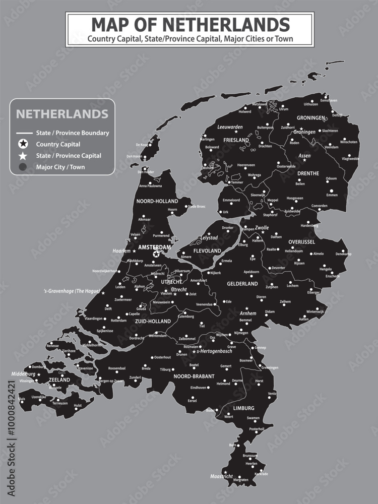 European Country Geography Political map. Political map of country with ...