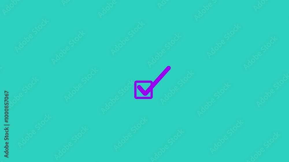 . Correct check mark symbol. Yes sign. Correct vote icon on white background. Animated green ...