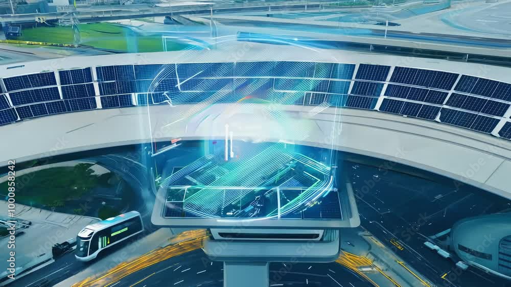 Electric bus terminal with a futuristic design powered by solar energy ...